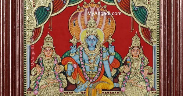 Narayanan Perumal Shri Devi Bhoo Devi Tanjore Painting Narayanan ...