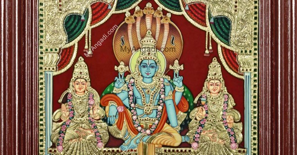 Narayanan Sri Devi Bhu Devi Tanjore Painting - Buy Tanjore Paintings ...