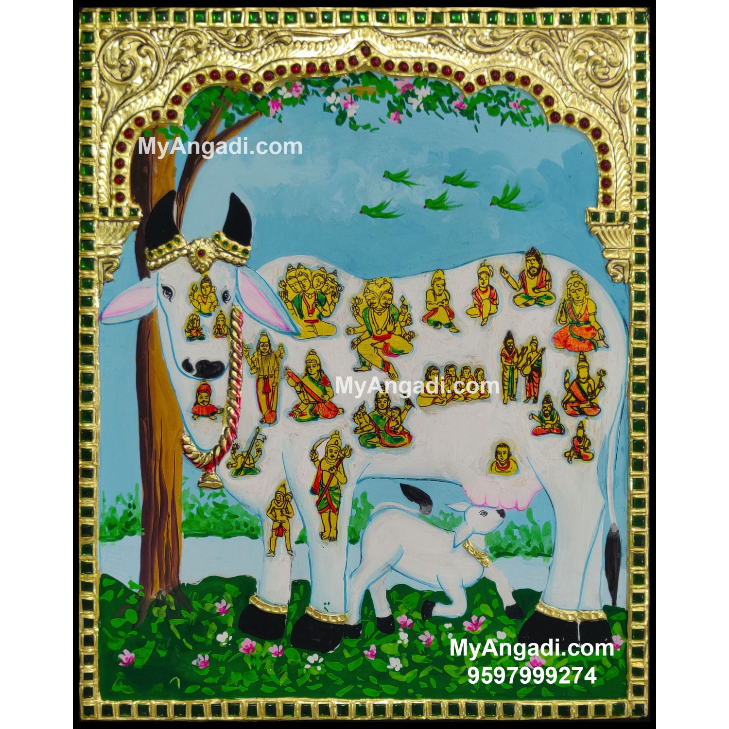 Komatha with Saint Tanjore Painting
