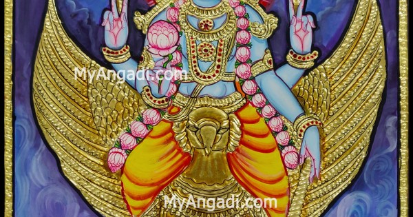 Vishnu in Garudan Tanjore Painting, Buy Vishnu in Garudan Tanjore ...
