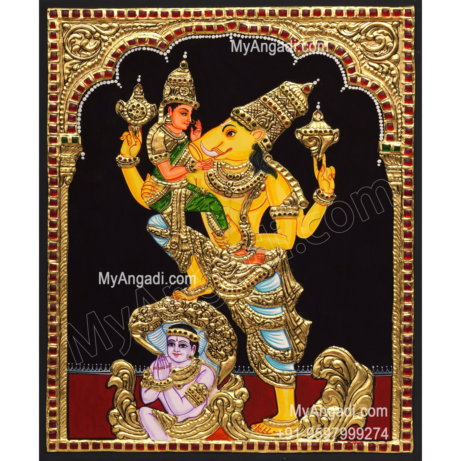 Varaha Perumal with Lakshmi Tanjore Painting
