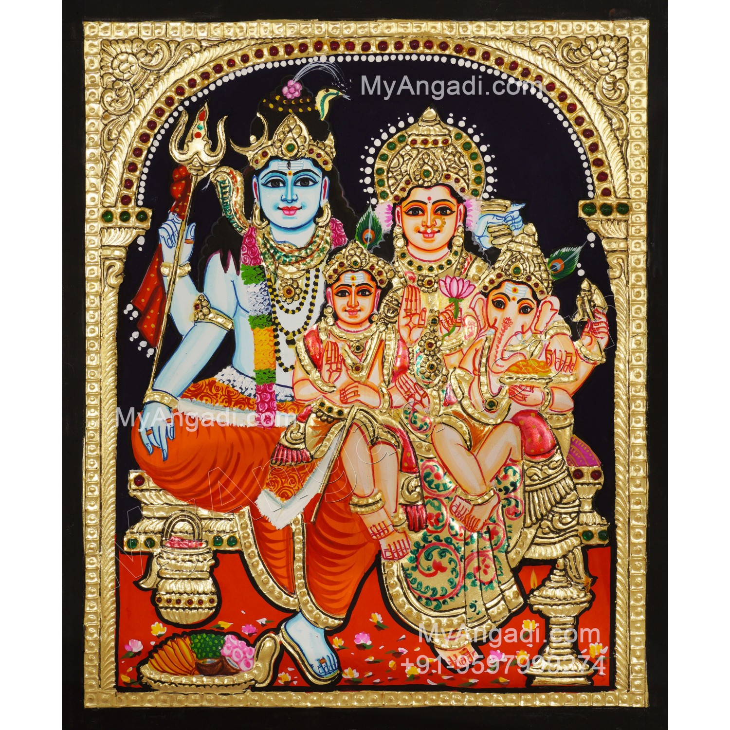 Shiva Family Tanjore Painting