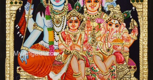Shiva Family Tanjore Painting