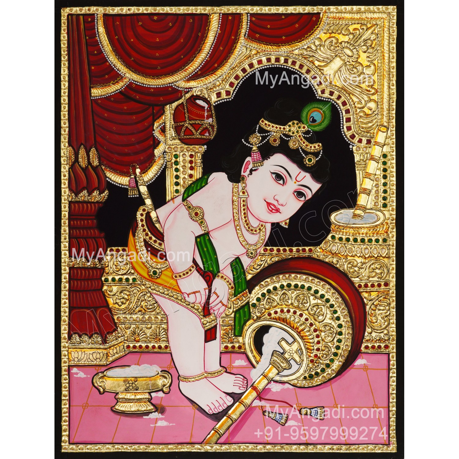 Butter Krishna Tanjore Painting