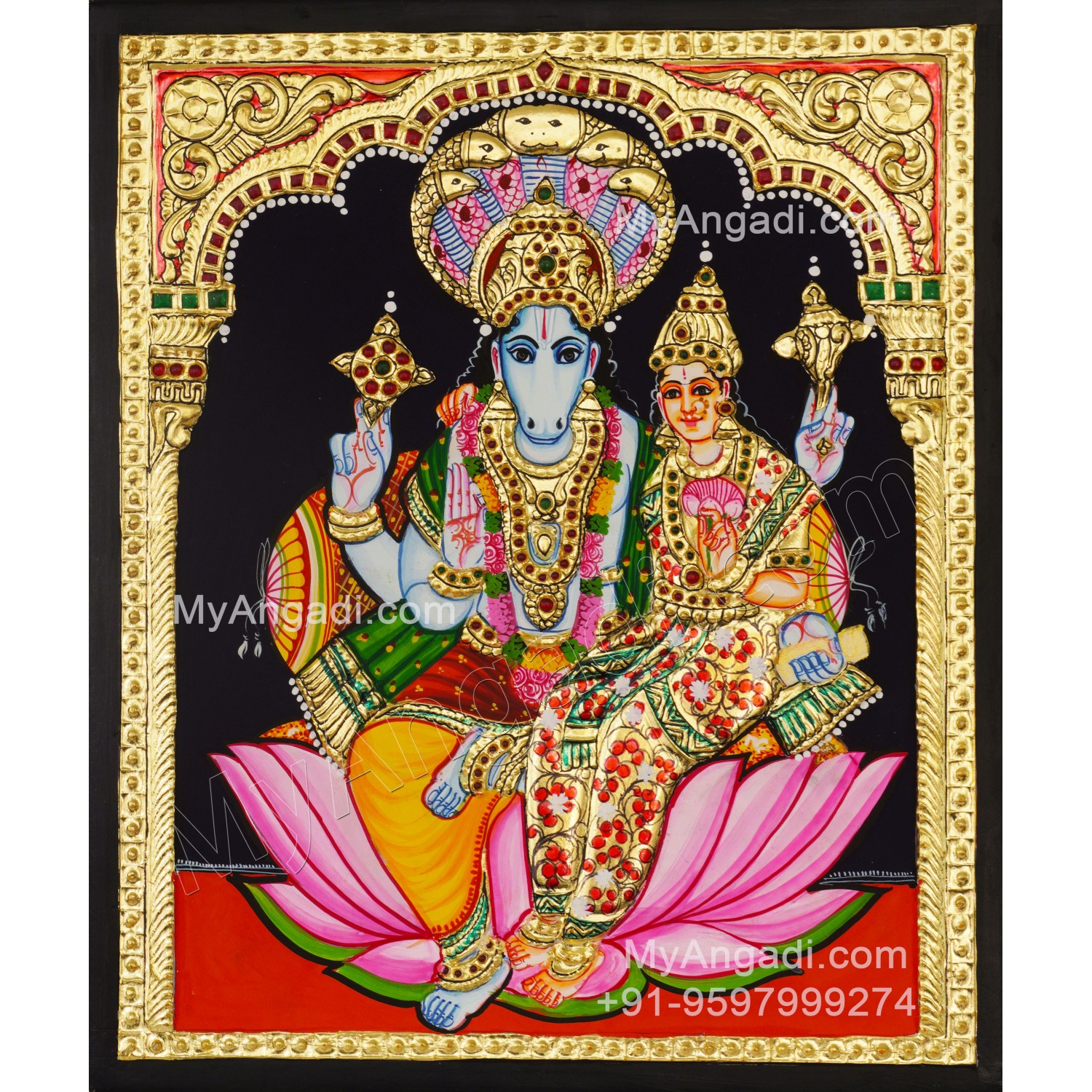 Hayagrivar Lakshmi Tanjore Painting