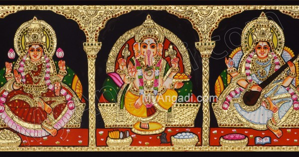 5 Panel Balaji Lakshmi Murugan Ganesha Saraswathi Tanjore Painting ...