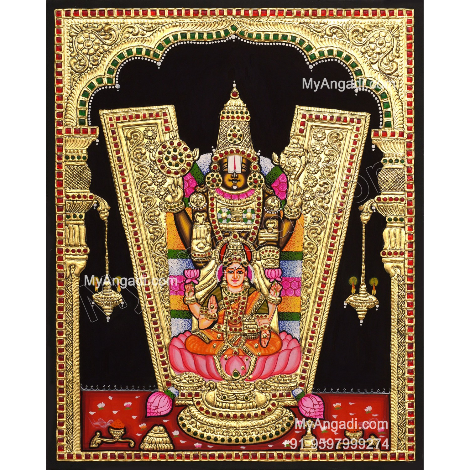 Balaji Lakshmi naamam Tanjore Paintings