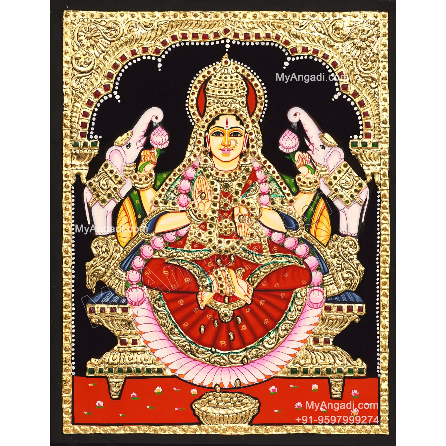 Gaja Lakshmi Tanjore Painting