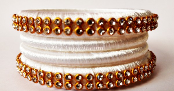 White Silk Thread Bangles-4 Set