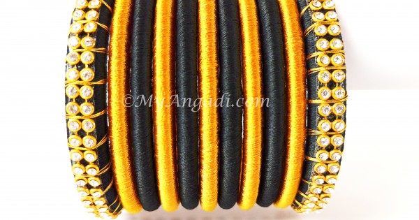 Black Colour Silk Thread Bangles-11 Set