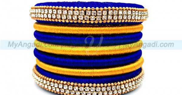 Royal Blue Colour Silk Thread Bangles