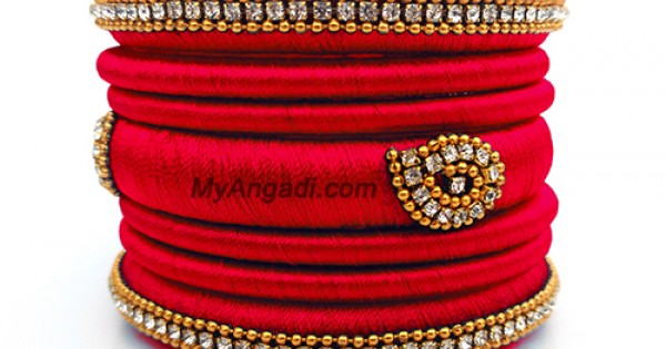 Red Colour Silk Thread Bangles