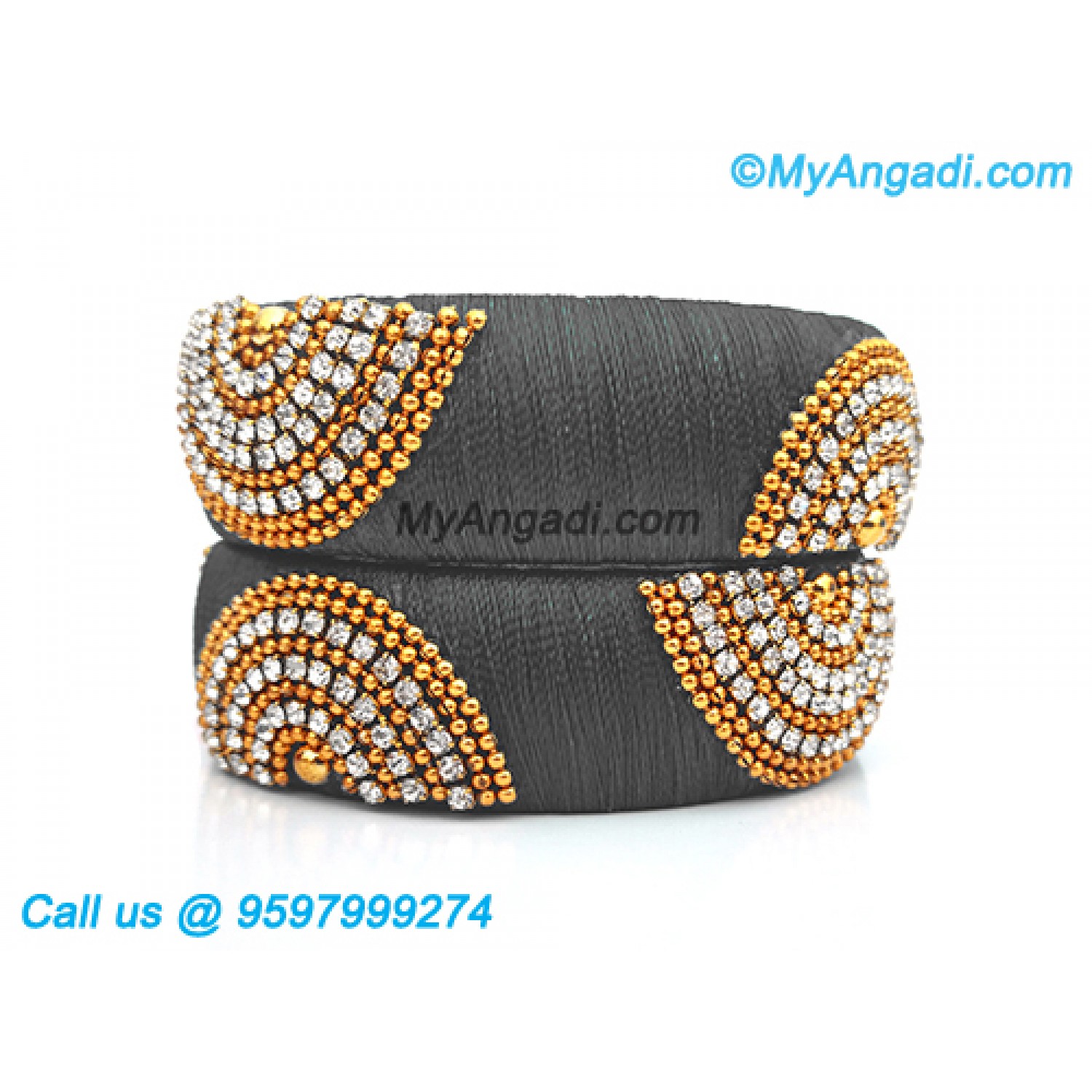 Grey Colour Silk Thread Bangles