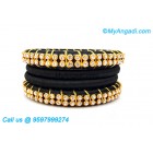 Black colour Silk Thread Bangles with Gold Jari