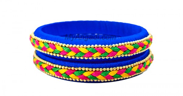 Royal Blue Colour Silk Thread Bangles