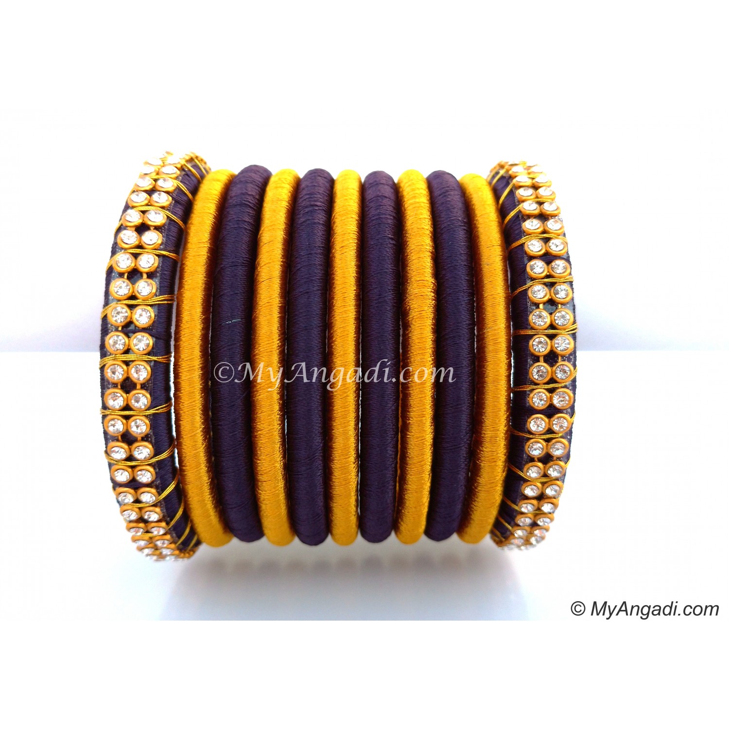 Dark Blue Colour Silk Thread Bangles