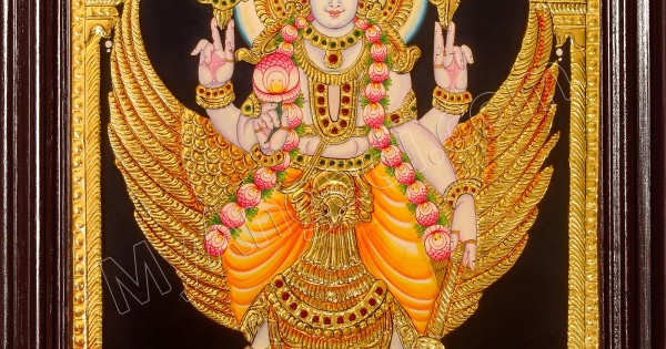 Vishnu in Garudan Tanjore Painting