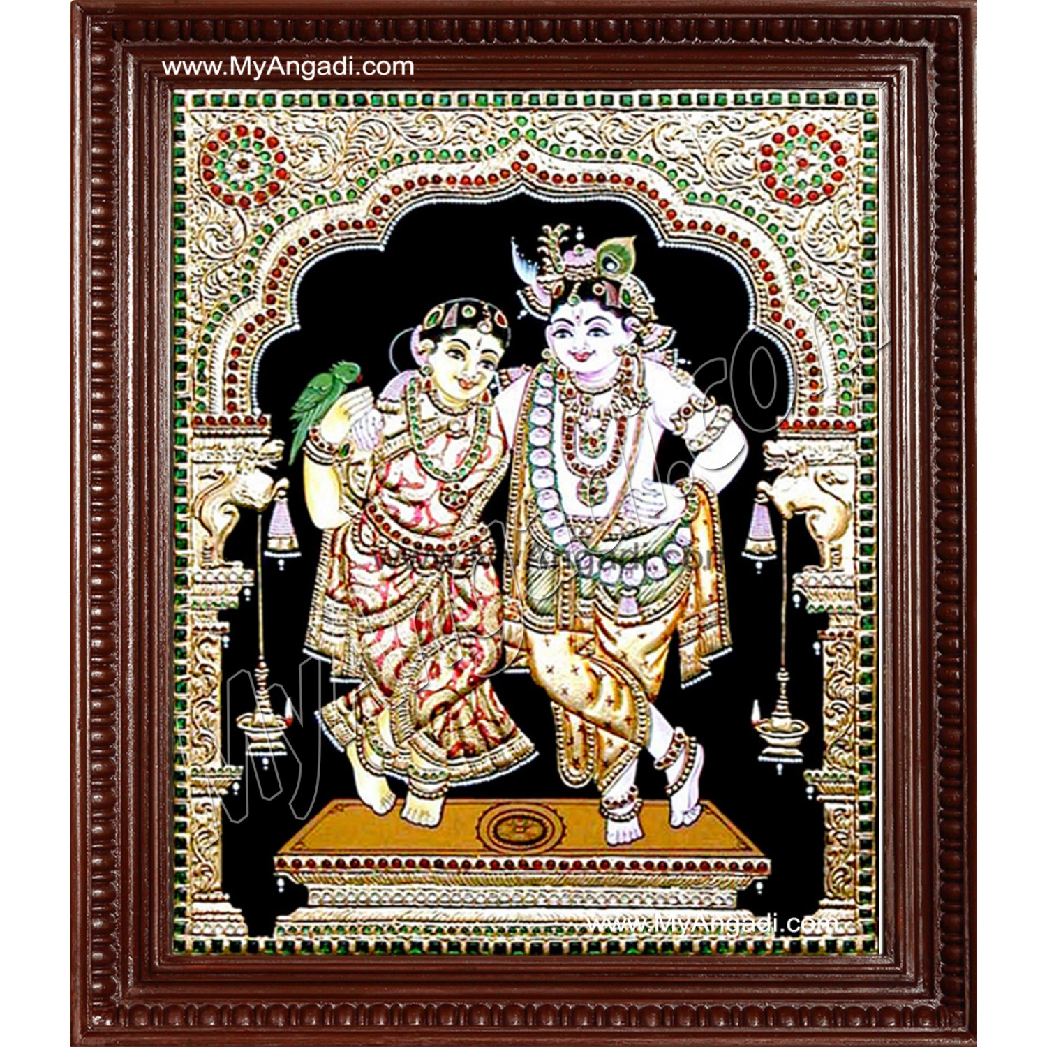 Rukmani Krishna Tanjore Painting, Krishna Tanjore Painting