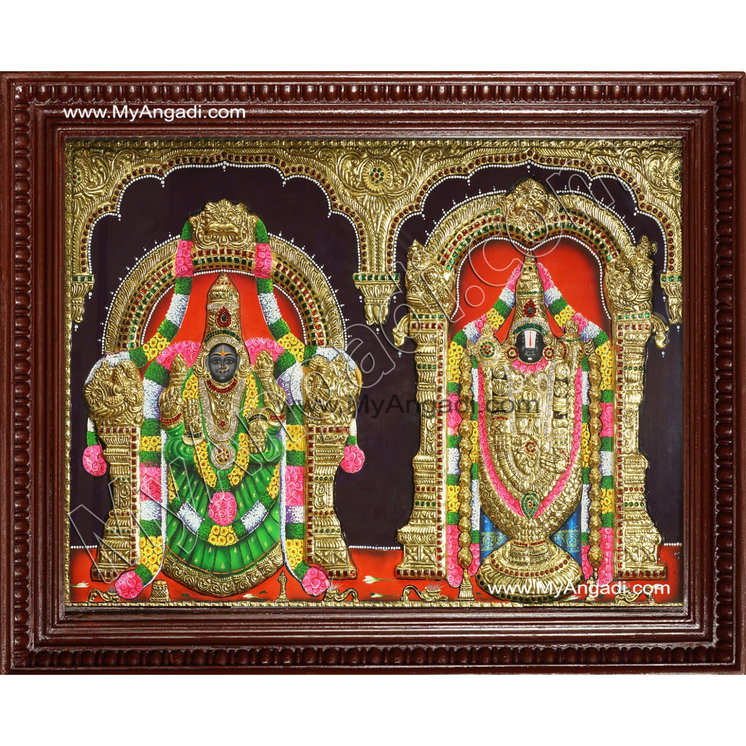 Thirupathi Venkatachalapathi & Thaayar Padmavathi Tanjore Painting