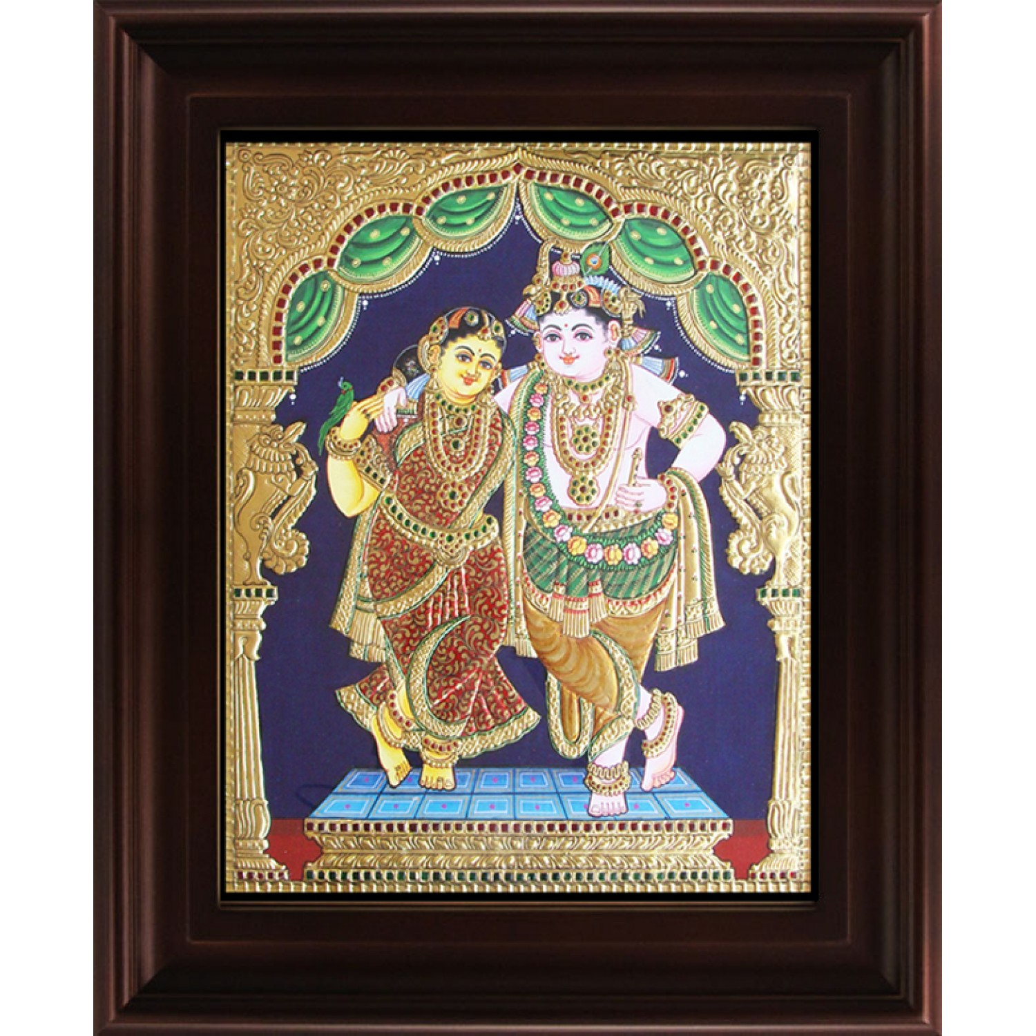 Rukmani Krishna Tanjore Painting, Krishna Tanjore Painting