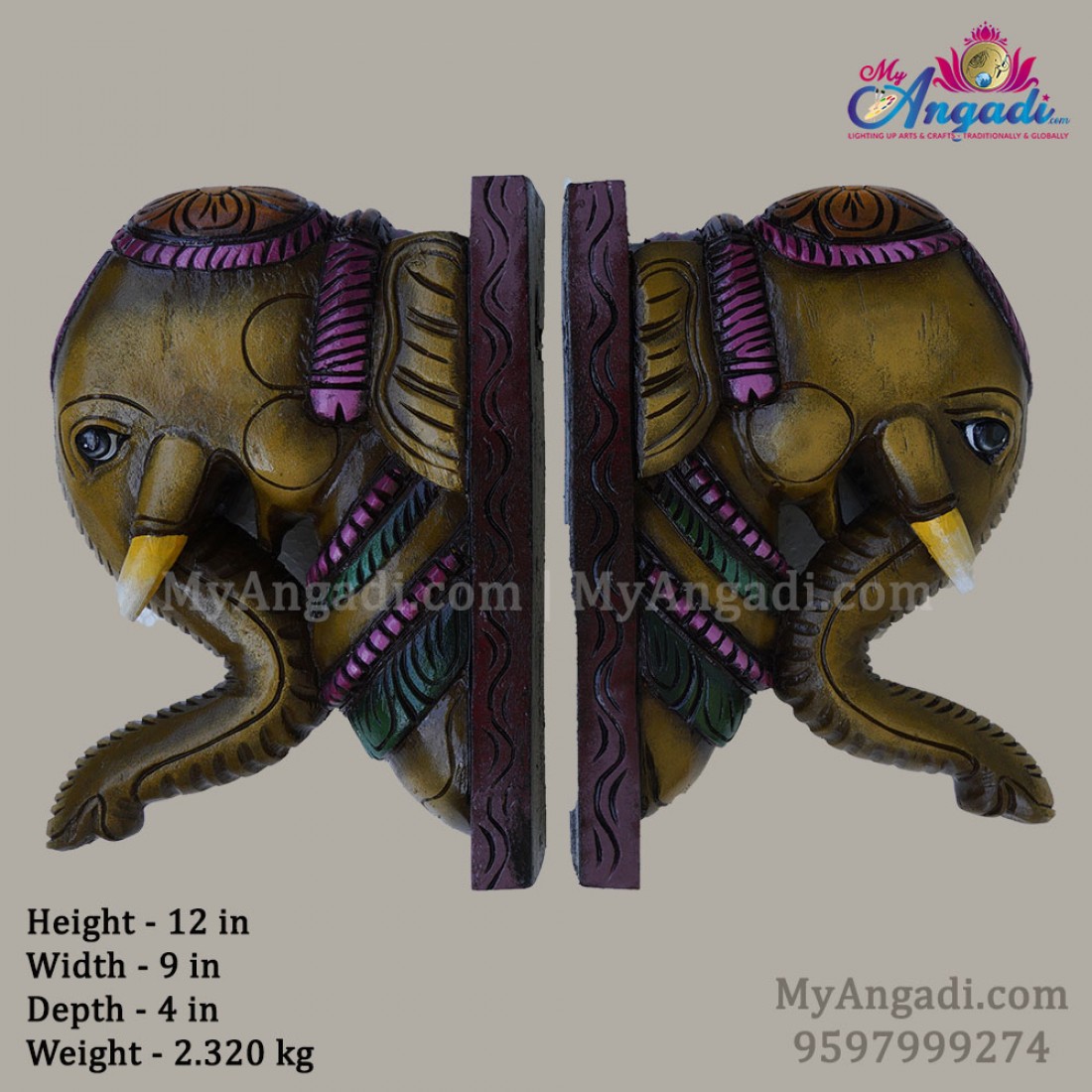 Buy Vagai Wood Elephant Wall Brackets, Vagai Wood Elephant Wall ...