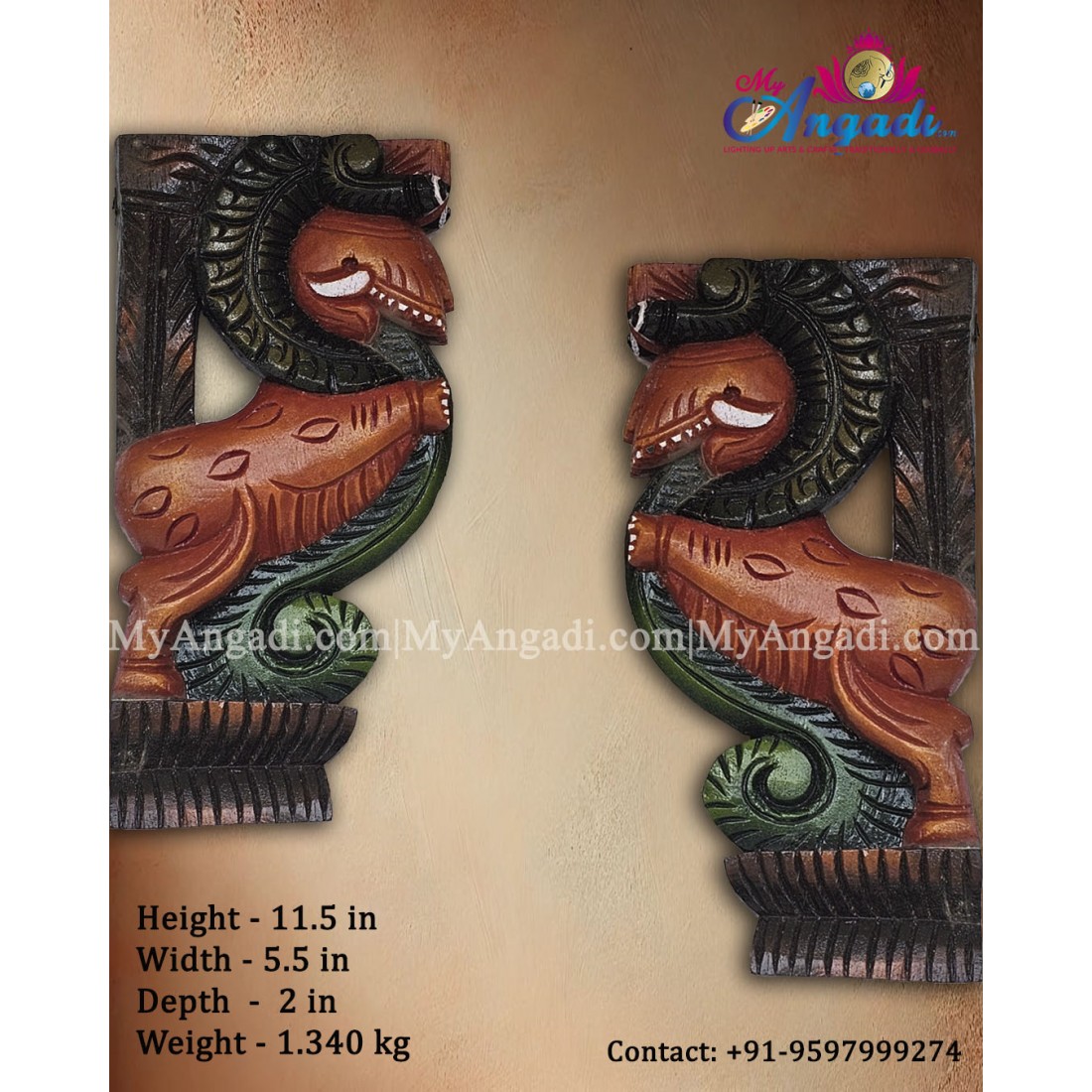 Buy Vagai Wood Yazhi Wall Brackets, Vagai Wood Yazhi Wall Brackets Online