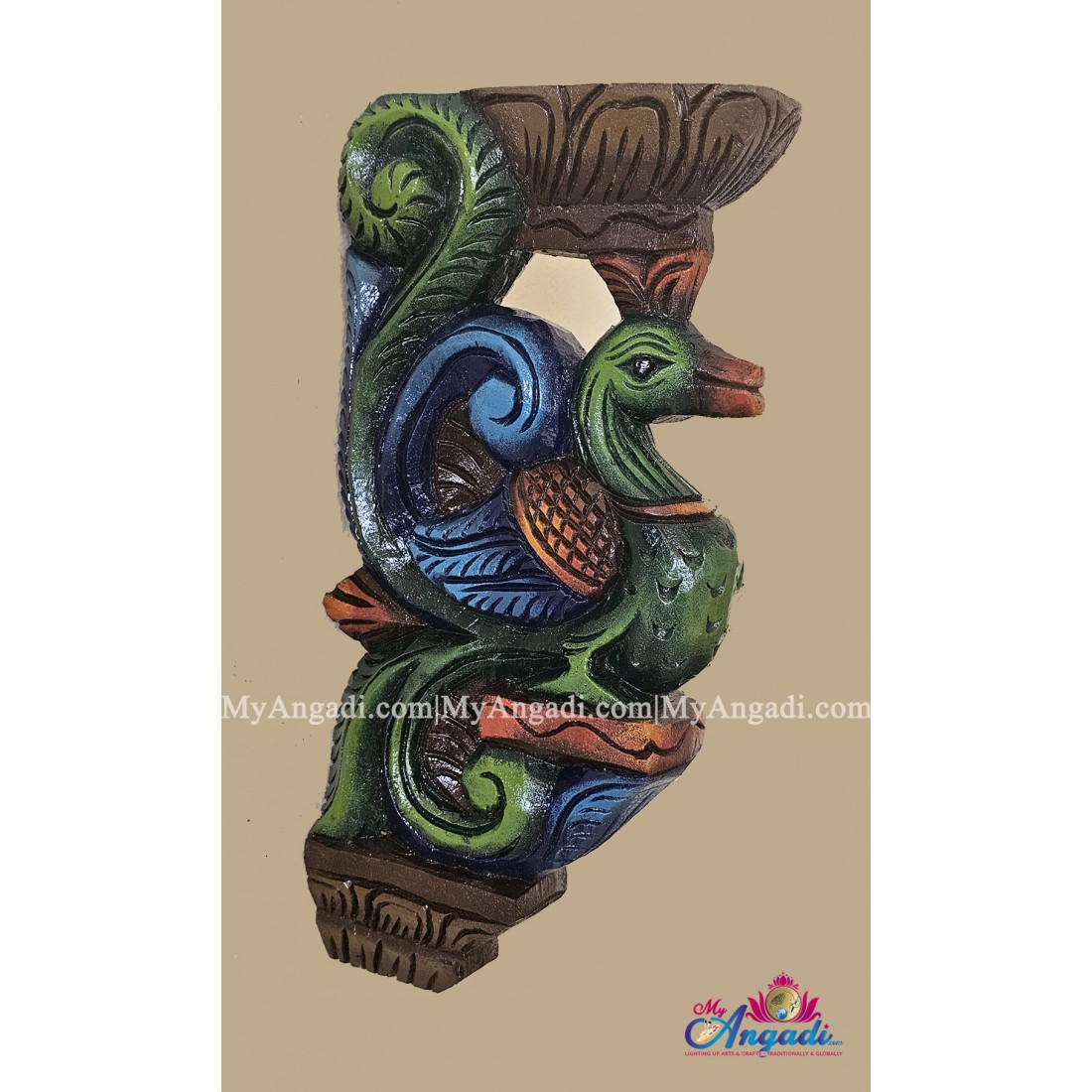 Vagai Wood Peacock Wall Brackets