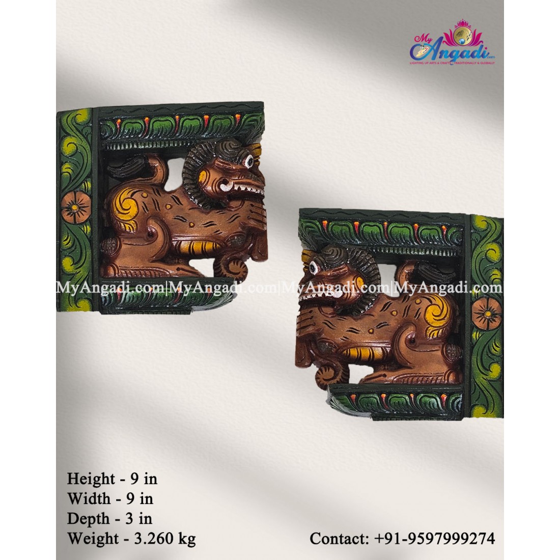 Vagai Wood Yazhi Brackets - MyAngadi.com
