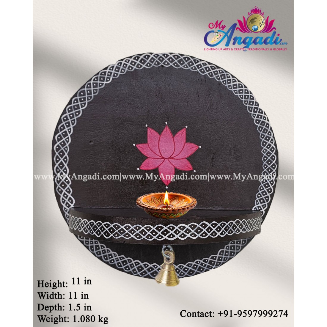 Vagai Wood Lotus Lamp Holder