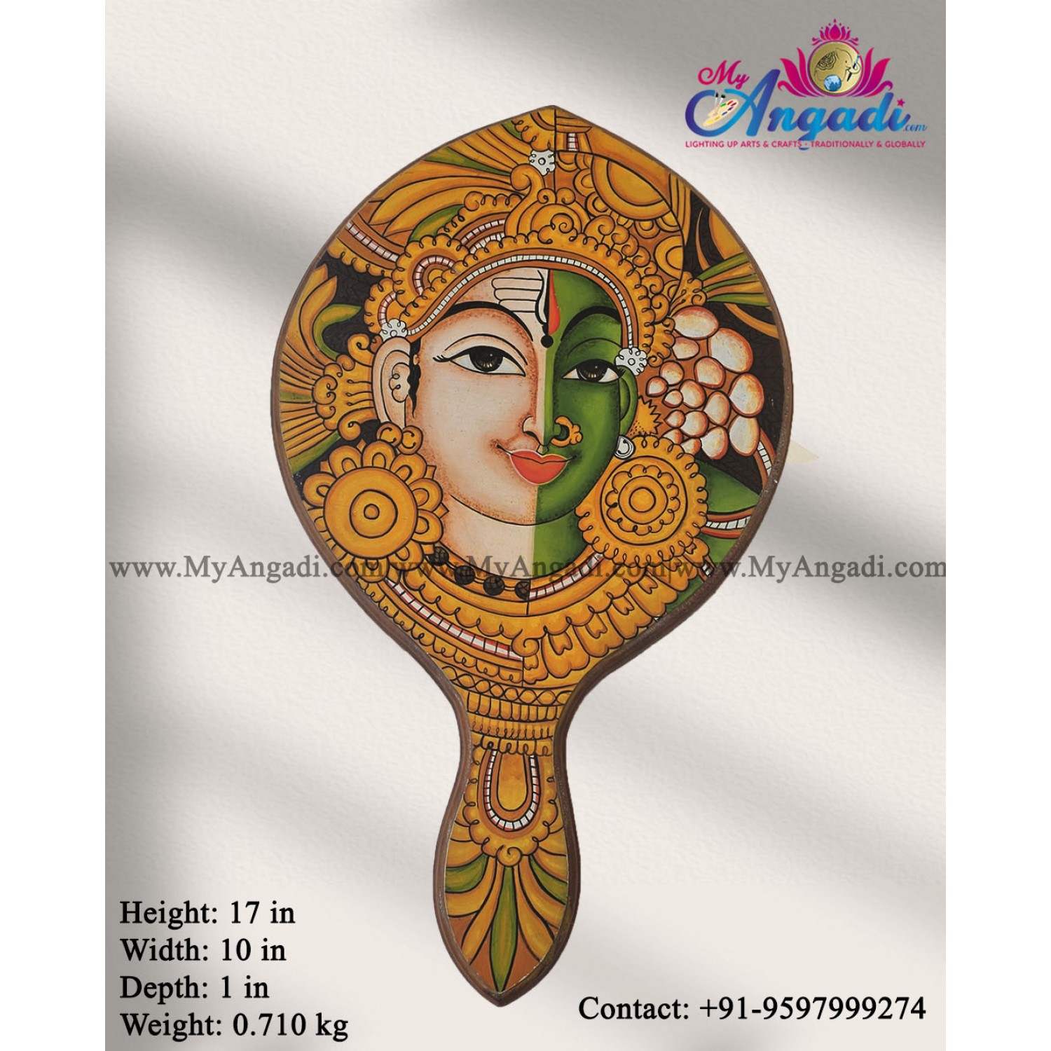 Buy Vagai Wood Arthanareeshwarar Mural Art-in-Wood - MyAngadi.com